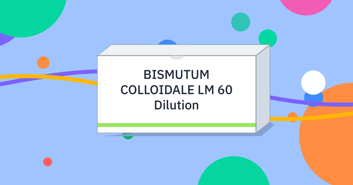 Symbolbild: Packung mit der Aufschrift BISMUTUM COLLOIDALE LM 60 Dilution (PZN 13386455) – Verfügbarkeit und Bezug in Apotheken in Frankfurt am Main