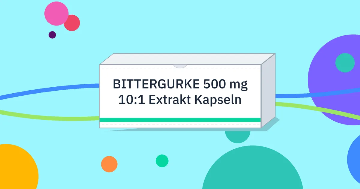Symbolbild: Packung mit der Aufschrift BITTERGURKE 500 mg 10:1 Extrakt Kapseln (PZN 14166980) – Verfügbarkeit und Bezug in Apotheken in Frankfurt am Main
