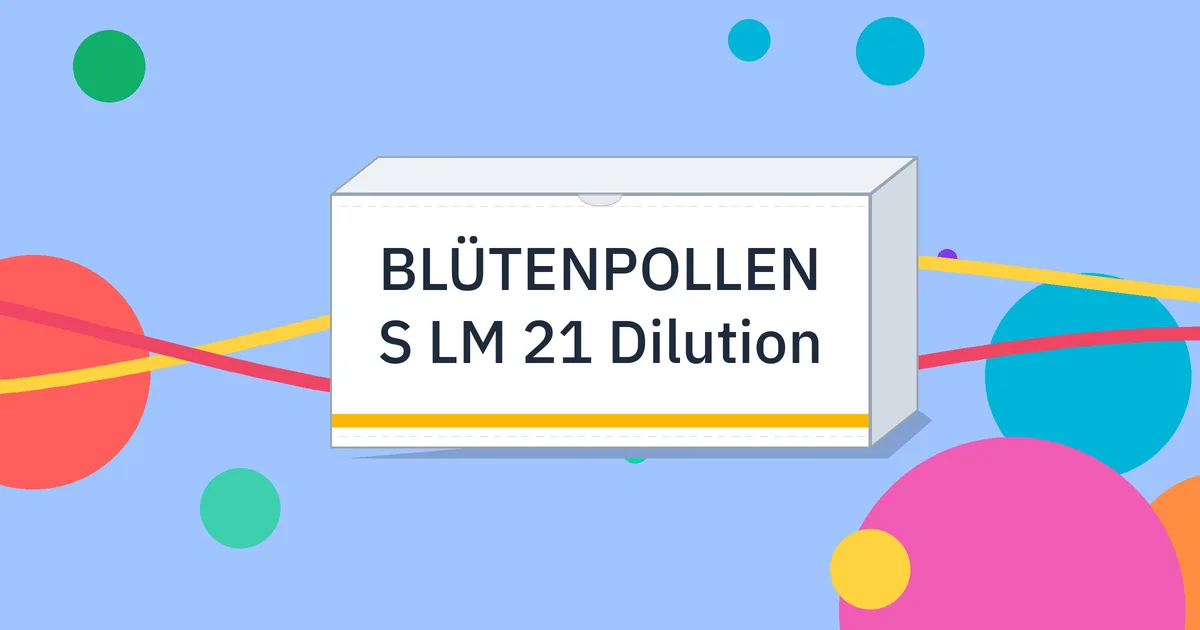 Symbolbild: Packung mit der Aufschrift BLÜTENPOLLEN S LM 21 Dilution (PZN 12795312) – Verfügbarkeit und Bezug in Apotheken in Frankfurt am Main