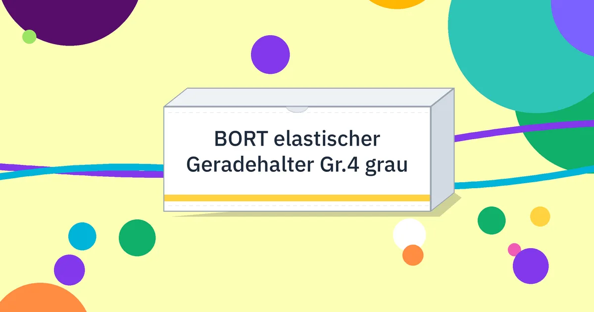 Symbolbild: Packung mit der Aufschrift BORT elastischer Geradehalter Gr.4 grau (PZN 16878590) – Verfügbarkeit und Bezug in Apotheken in Frankfurt am Main