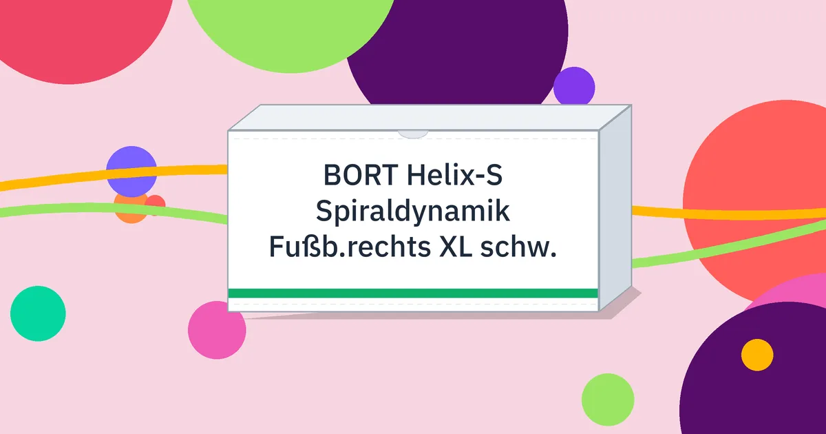 Symbolbild: Packung mit der Aufschrift BORT Helix-S Spiraldynamik Fußb.rechts XL schw. (PZN 10207222) – Verfügbarkeit und Bezug in Apotheken in Frankfurt am Main