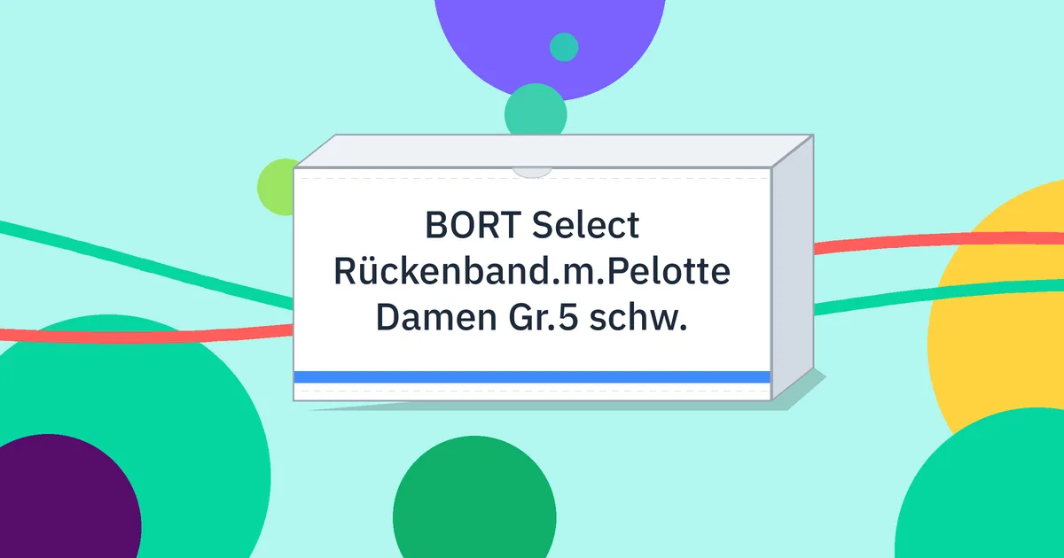 Symbolbild: Packung mit der Aufschrift BORT Select Rückenband.m.Pelotte Damen Gr.5 schw. (PZN 14273776) – Verfügbarkeit und Bezug in Apotheken in Frankfurt am Main