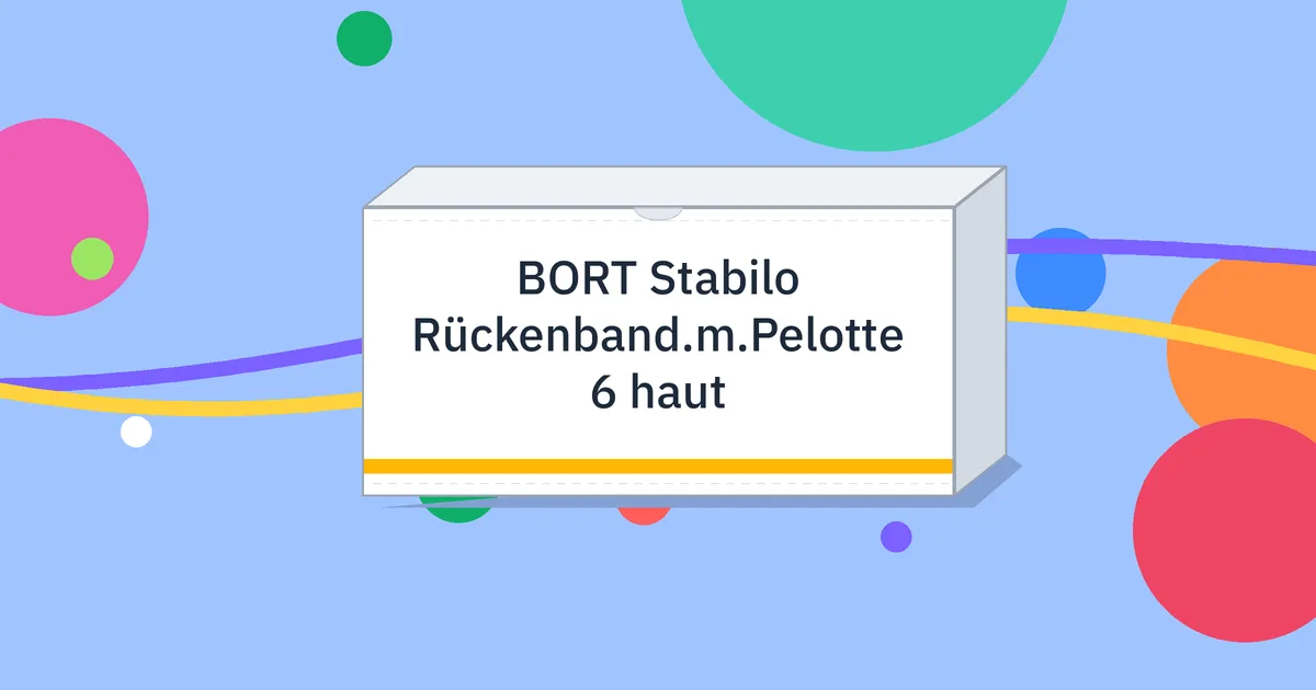 Symbolbild: Packung mit der Aufschrift BORT Stabilo Rückenband.m.Pelotte 6 haut (PZN 05872779) – Verfügbarkeit und Bezug in Apotheken in Frankfurt am Main