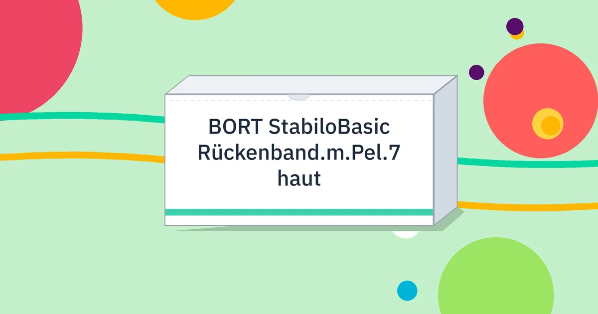 Symbolbild: Packung mit der Aufschrift BORT StabiloBasic Rückenband.m.Pel.7 haut (PZN 05872360) – Verfügbarkeit und Bezug in Apotheken in Frankfurt am Main
