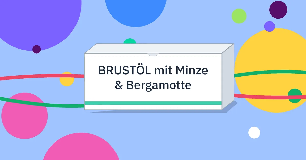 Symbolbild: Packung mit der Aufschrift BRUSTÖL mit Minze & Bergamotte (PZN 20316550) – Verfügbarkeit und Bezug in Apotheken in Frankfurt am Main