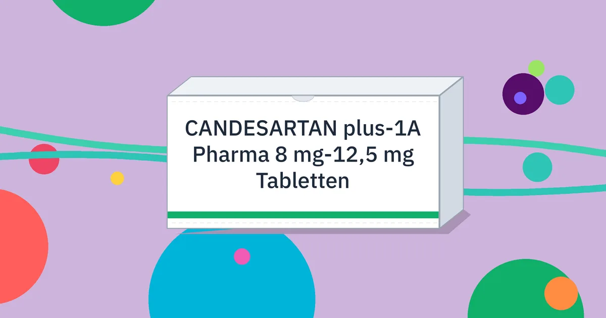 Symbolbild: Packung mit der Aufschrift CANDESARTAN plus-1A Pharma 8 mg-12,5 mg Tabletten (PZN 09519844) – Verfügbarkeit und Bezug in Apotheken in Frankfurt am Main