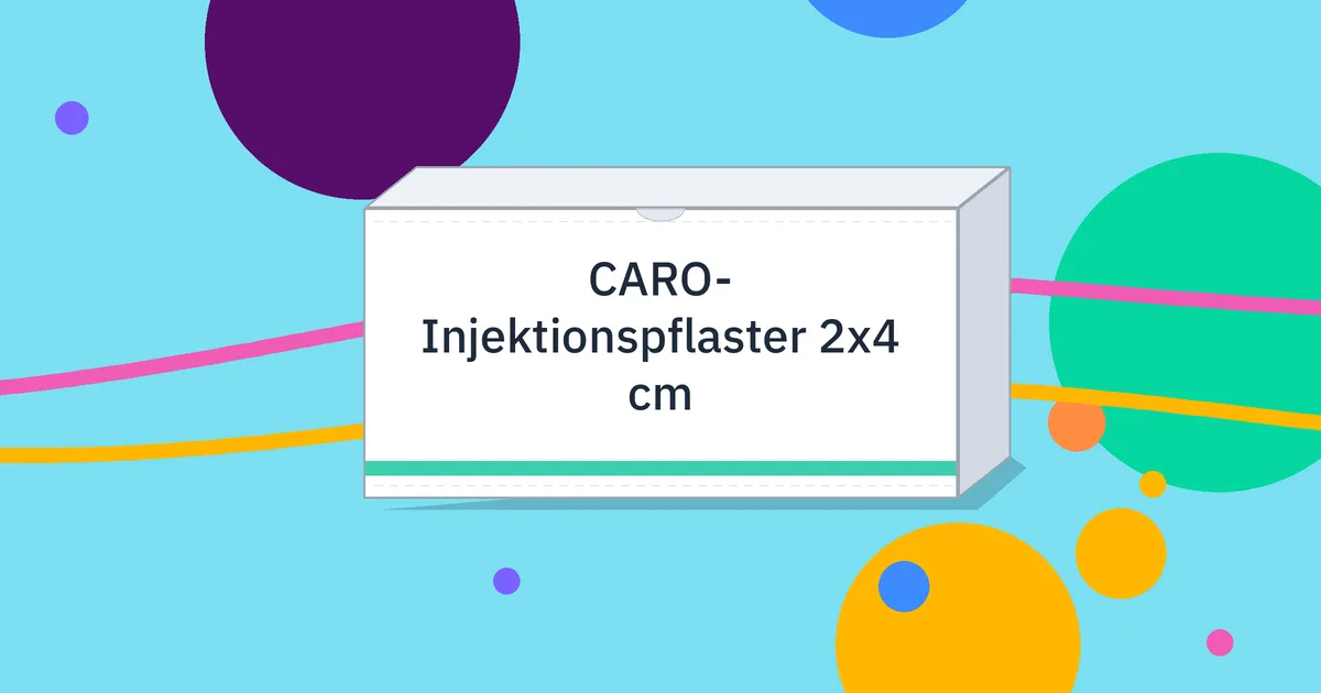 Symbolbild: Packung mit der Aufschrift CARO-Injektionspflaster 2x4 cm (PZN 11670488) – Verfügbarkeit und Bezug in Apotheken in Frankfurt am Main