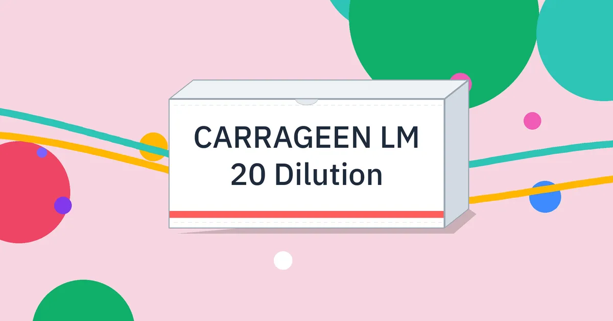 Symbolbild: Packung mit der Aufschrift CARRAGEEN LM 20 Dilution (PZN 13431109) – Verfügbarkeit und Bezug in Apotheken in Frankfurt am Main