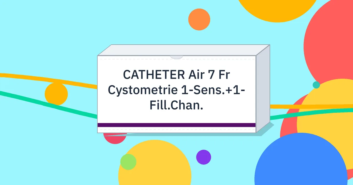 Symbolbild: Packung mit der Aufschrift CATHETER Air 7 Fr Cystometrie 1-Sens.+1-Fill.Chan. (PZN 20930221) – Verfügbarkeit und Bezug in Apotheken in Frankfurt am Main