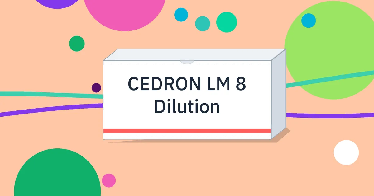 Symbolbild: Packung mit der Aufschrift CEDRON LM 8 Dilution (PZN 13435627) – Verfügbarkeit und Bezug in Apotheken in Frankfurt am Main