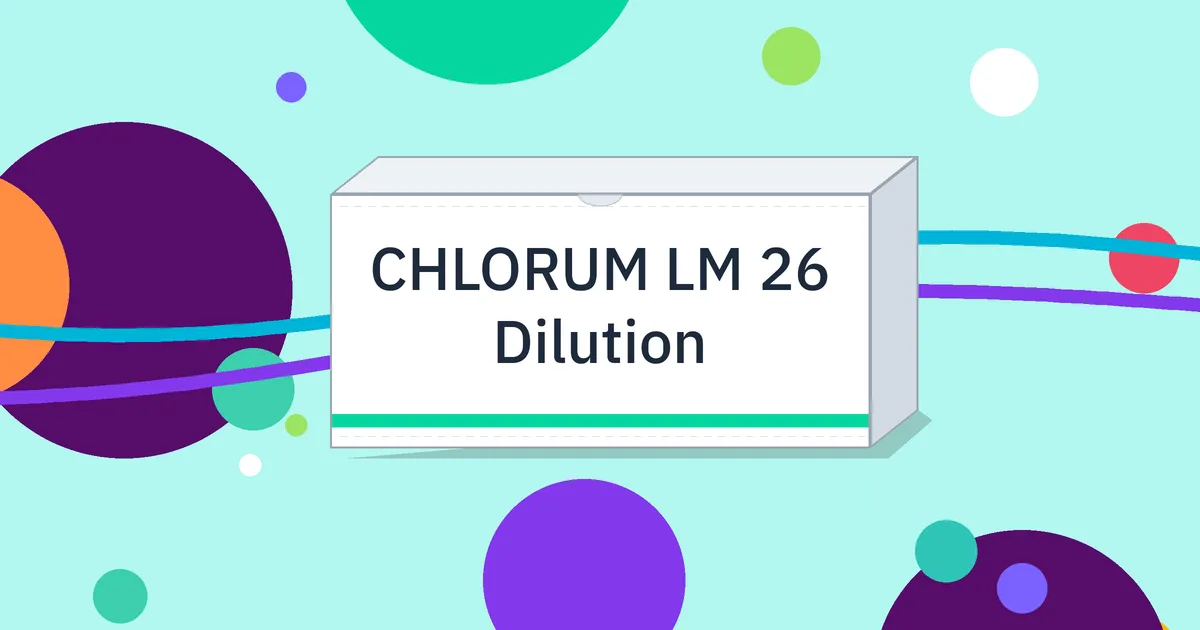Symbolbild: Packung mit der Aufschrift CHLORUM LM 26 Dilution (PZN 12816600) – Verfügbarkeit und Bezug in Apotheken in Frankfurt am Main