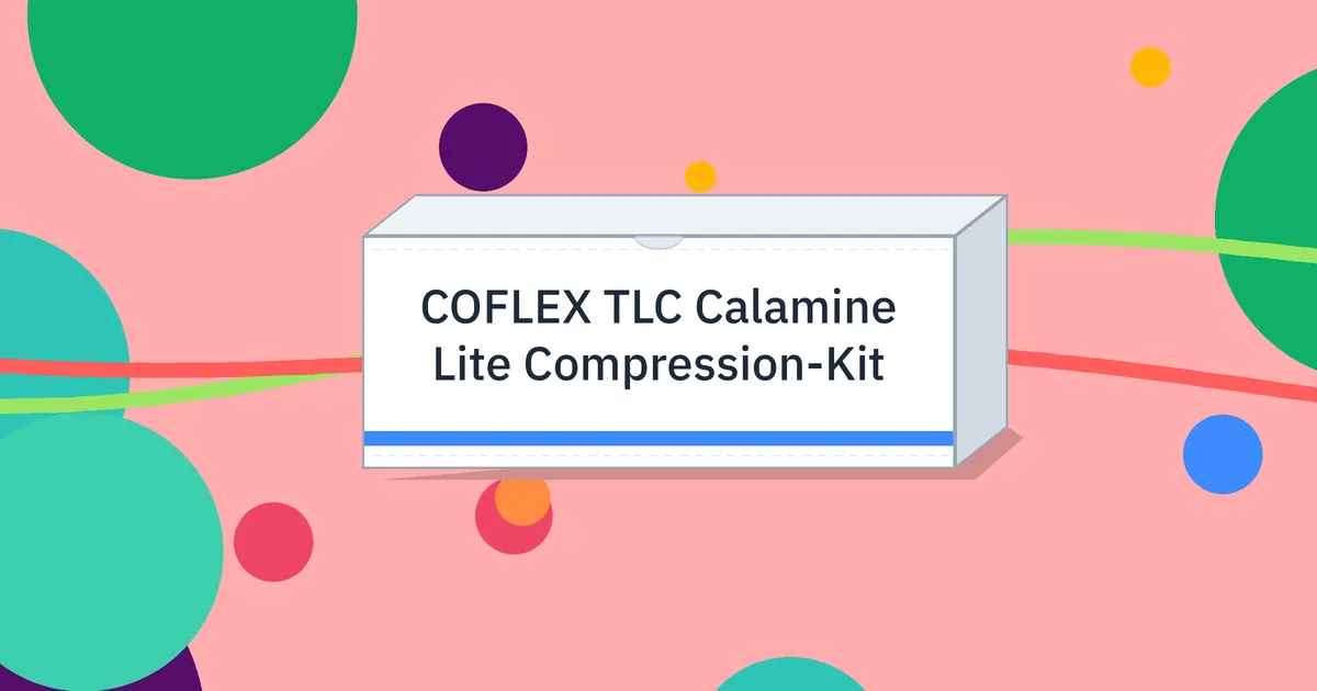 Symbolbild: Packung mit der Aufschrift COFLEX TLC Calamine Lite Compression-Kit (PZN 17599202) – Verfügbarkeit und Bezug in Apotheken in Frankfurt am Main