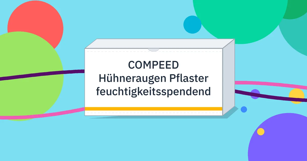 Symbolbild: Packung mit der Aufschrift COMPEED Hühneraugen Pflaster feuchtigkeitsspendend (PZN 09289700) – Verfügbarkeit und Bezug in Apotheken in Frankfurt am Main