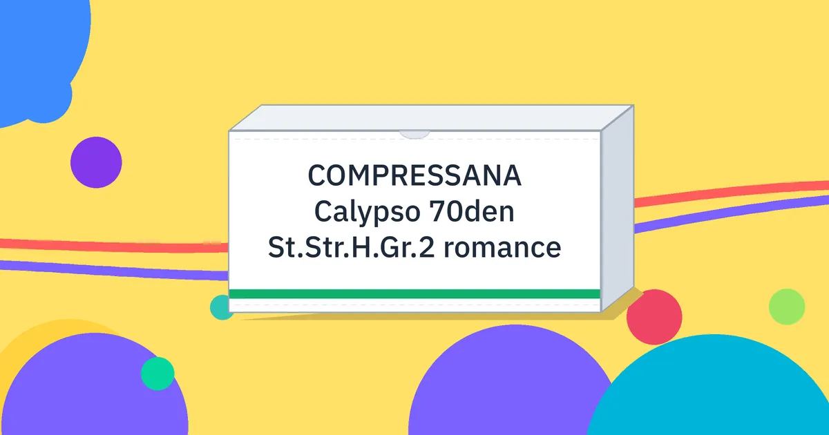 Symbolbild: Packung mit der Aufschrift COMPRESSANA Calypso 70den St.Str.H.Gr.2 romance (PZN 07718781) – Verfügbarkeit und Bezug in Apotheken in Frankfurt am Main