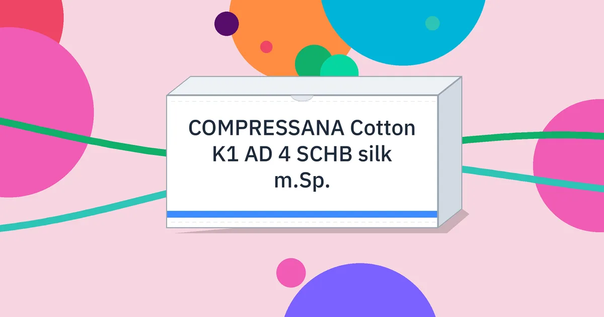 Symbolbild: Packung mit der Aufschrift COMPRESSANA Cotton K1 AD 4 SCHB silk m.Sp. (PZN 16959029) – Verfügbarkeit und Bezug in Apotheken in Frankfurt am Main