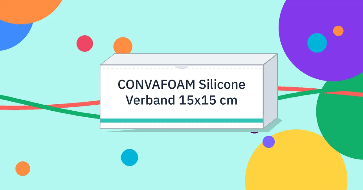 Symbolbild: Packung mit der Aufschrift CONVAFOAM Silicone Verband 15x15 cm (PZN 20022417) – Verfügbarkeit und Bezug in Apotheken in Frankfurt am Main