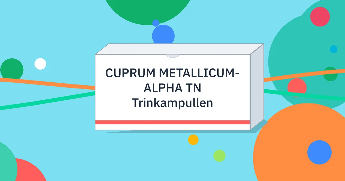 Symbolbild: Packung mit der Aufschrift CUPRUM METALLICUM-ALPHA TN Trinkampullen (PZN 10223014) – Verfügbarkeit und Bezug in Apotheken in Frankfurt am Main