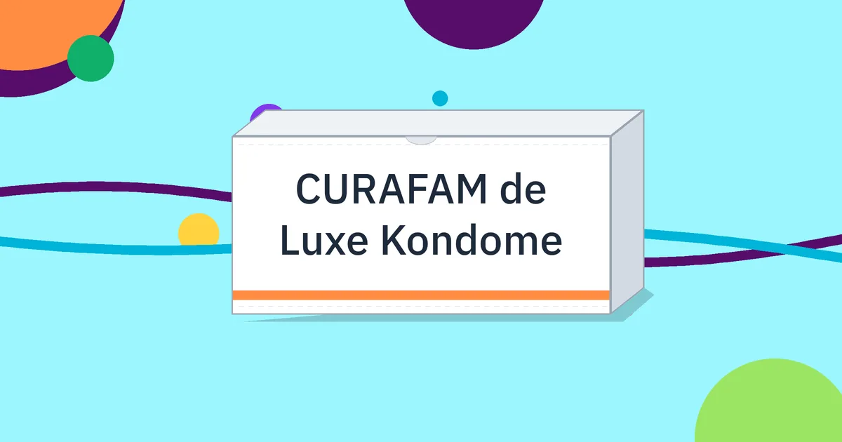 Symbolbild: Packung mit der Aufschrift CURAFAM de Luxe Kondome (PZN 12484612) – Verfügbarkeit und Bezug in Apotheken in Frankfurt am Main