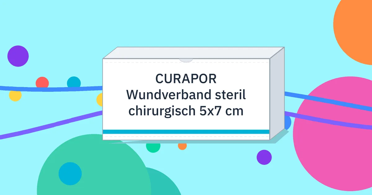 Symbolbild: Packung mit der Aufschrift CURAPOR Wundverband steril chirurgisch 5x7 cm (PZN 15420736) – Verfügbarkeit und Bezug in Apotheken in Frankfurt am Main