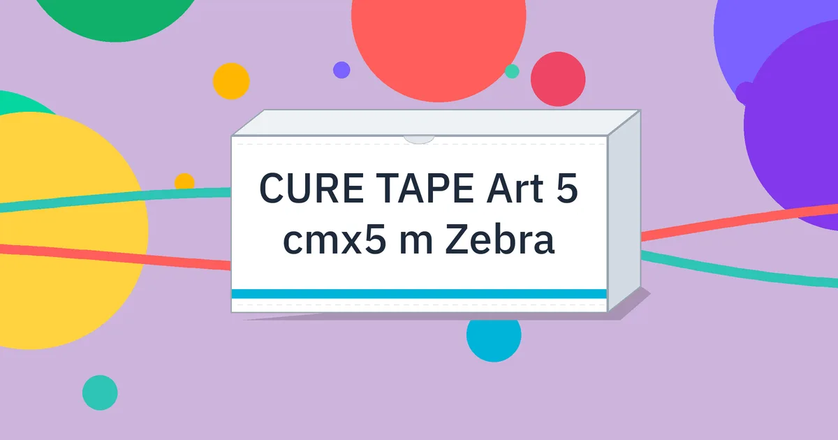 Symbolbild: Packung mit der Aufschrift CURE TAPE Art 5 cmx5 m Zebra (PZN 12581522) – Verfügbarkeit und Bezug in Apotheken in Frankfurt am Main
