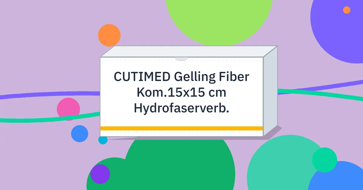 Symbolbild: Packung mit der Aufschrift CUTIMED Gelling Fiber Kom.15x15 cm Hydrofaserverb. (PZN 16760345) – Verfügbarkeit und Bezug in Apotheken in Frankfurt am Main