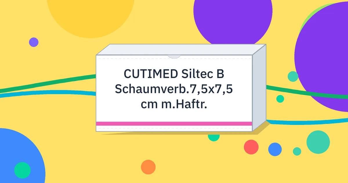 Symbolbild: Packung mit der Aufschrift CUTIMED Siltec B Schaumverb.7,5x7,5 cm m.Haftr. (PZN 16503795) – Verfügbarkeit und Bezug in Apotheken in Frankfurt am Main