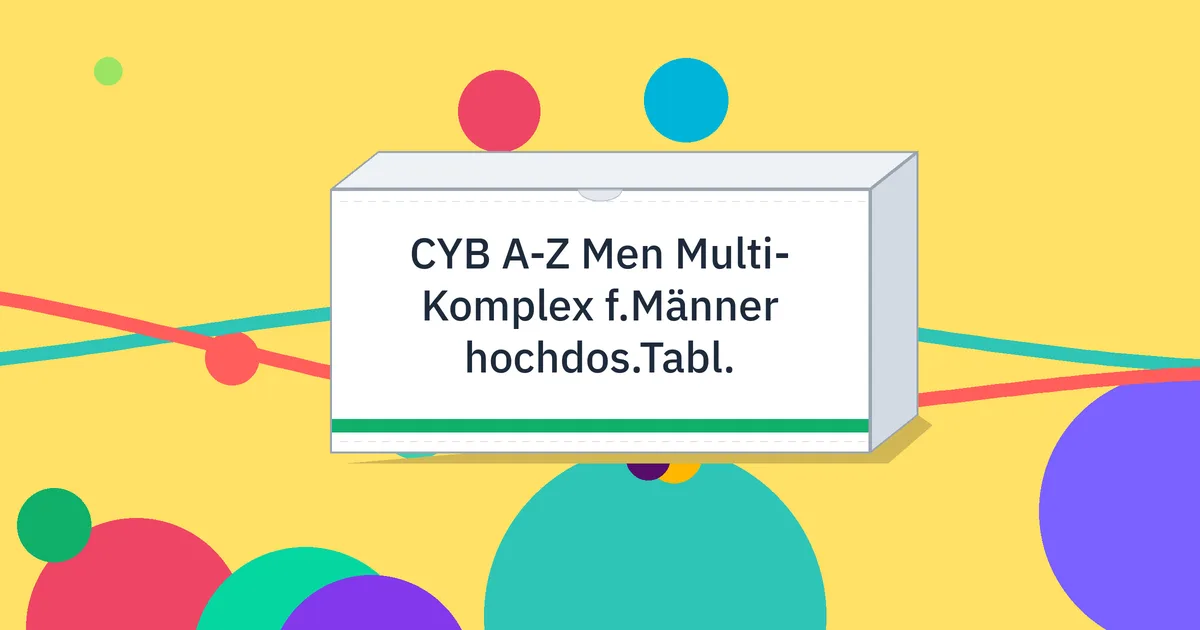 Symbolbild: Packung mit der Aufschrift CYB A-Z Men Multi-Komplex f.Männer hochdos.Tabl. (PZN 18492423) – Verfügbarkeit und Bezug in Apotheken in Frankfurt am Main