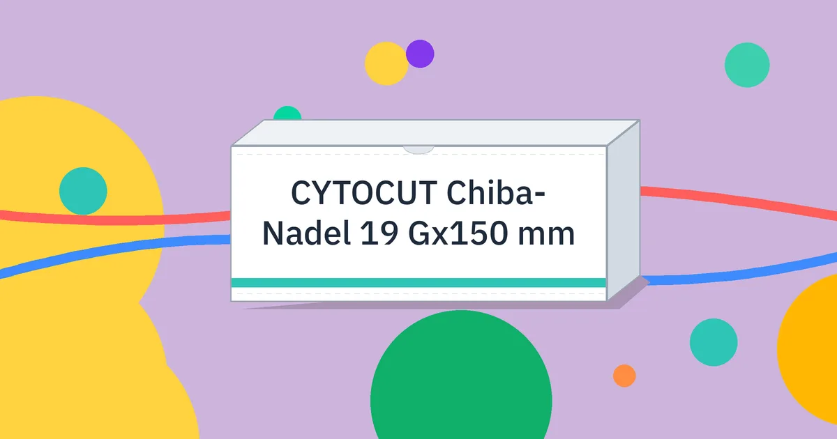 Symbolbild: Packung mit der Aufschrift CYTOCUT Chiba-Nadel 19 Gx150 mm (PZN 19735218) – Verfügbarkeit und Bezug in Apotheken in Frankfurt am Main