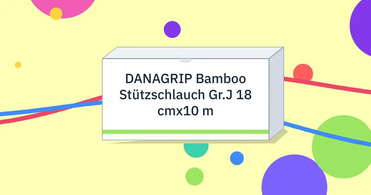 Symbolbild: Packung mit der Aufschrift DANAGRIP Bamboo Stützschlauch Gr.J 18 cmx10 m (PZN 20810847) – Verfügbarkeit und Bezug in Apotheken in Frankfurt am Main