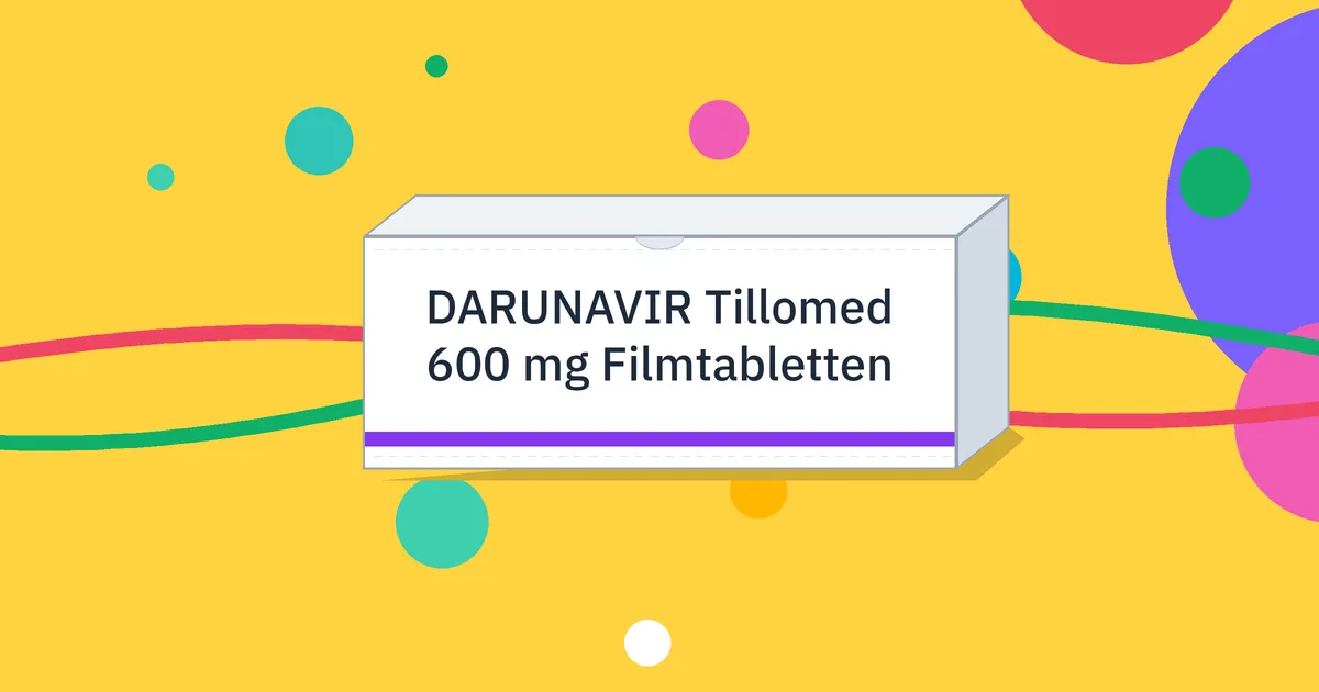 Symbolbild: Packung mit der Aufschrift DARUNAVIR Tillomed 600 mg Filmtabletten (PZN 16389460) – Verfügbarkeit und Bezug in Apotheken in Frankfurt am Main