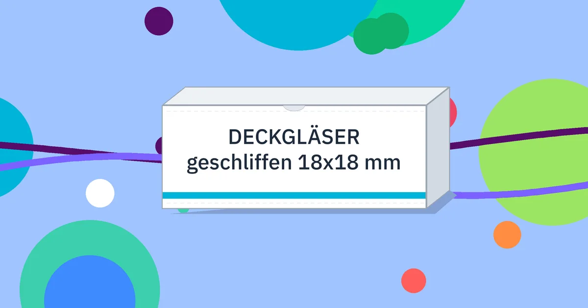 Symbolbild: Packung mit der Aufschrift DECKGLÄSER geschliffen 18x18 mm (PZN 01962037) – Verfügbarkeit und Bezug in Apotheken in Frankfurt am Main
