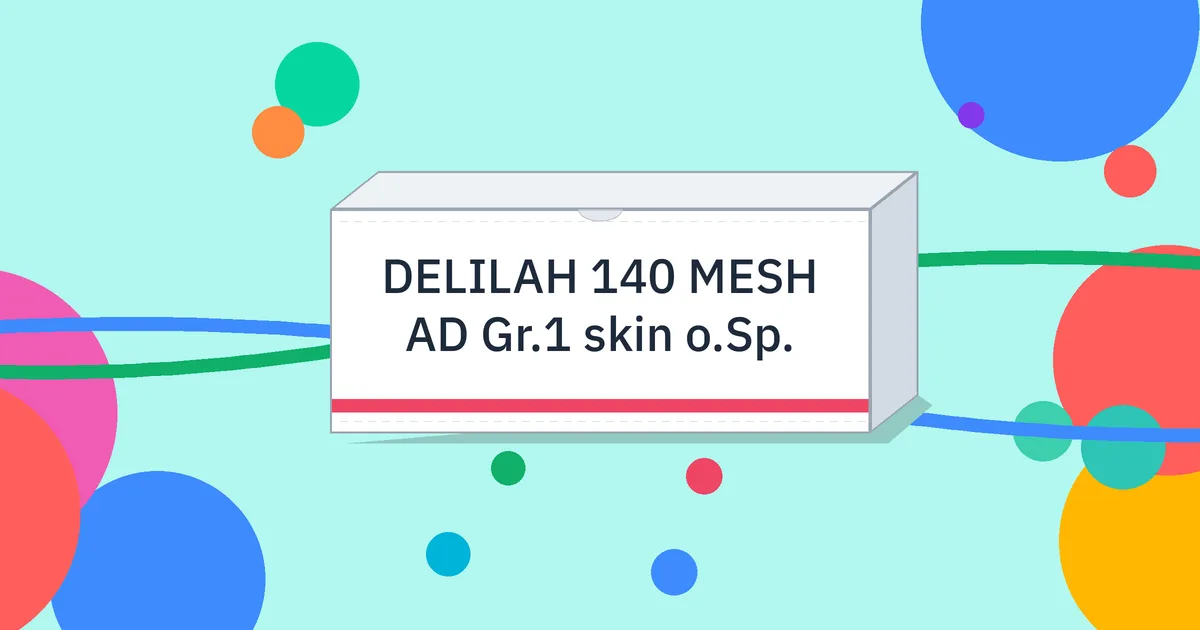 Symbolbild: Packung mit der Aufschrift DELILAH 140 MESH AD Gr.1 skin o.Sp. (PZN 14245030) – Verfügbarkeit und Bezug in Apotheken in Frankfurt am Main