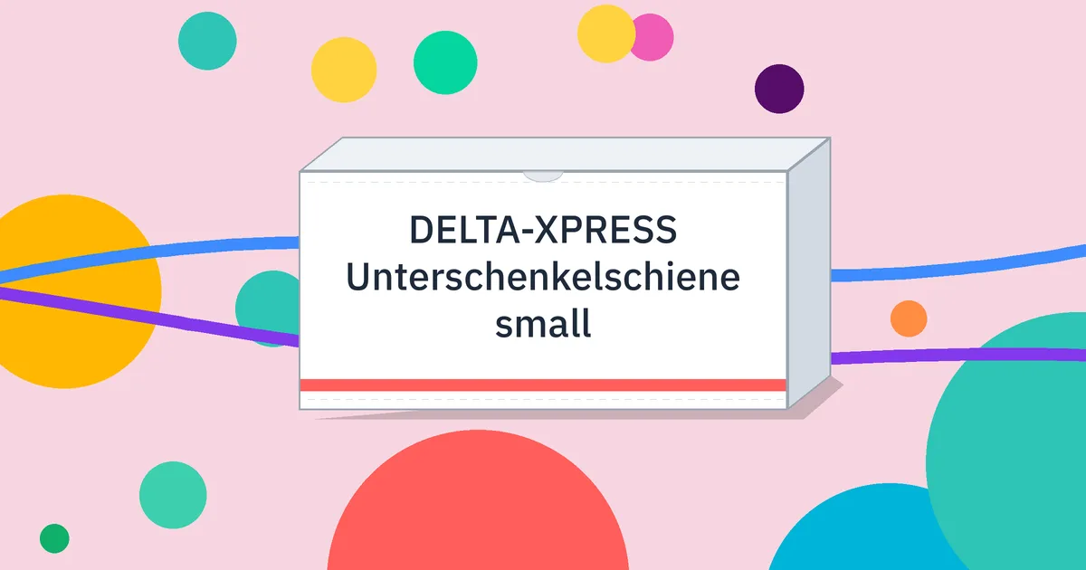 Symbolbild: Packung mit der Aufschrift DELTA-XPRESS Unterschenkelschiene small (PZN 09533181) – Verfügbarkeit und Bezug in Apotheken in Frankfurt am Main