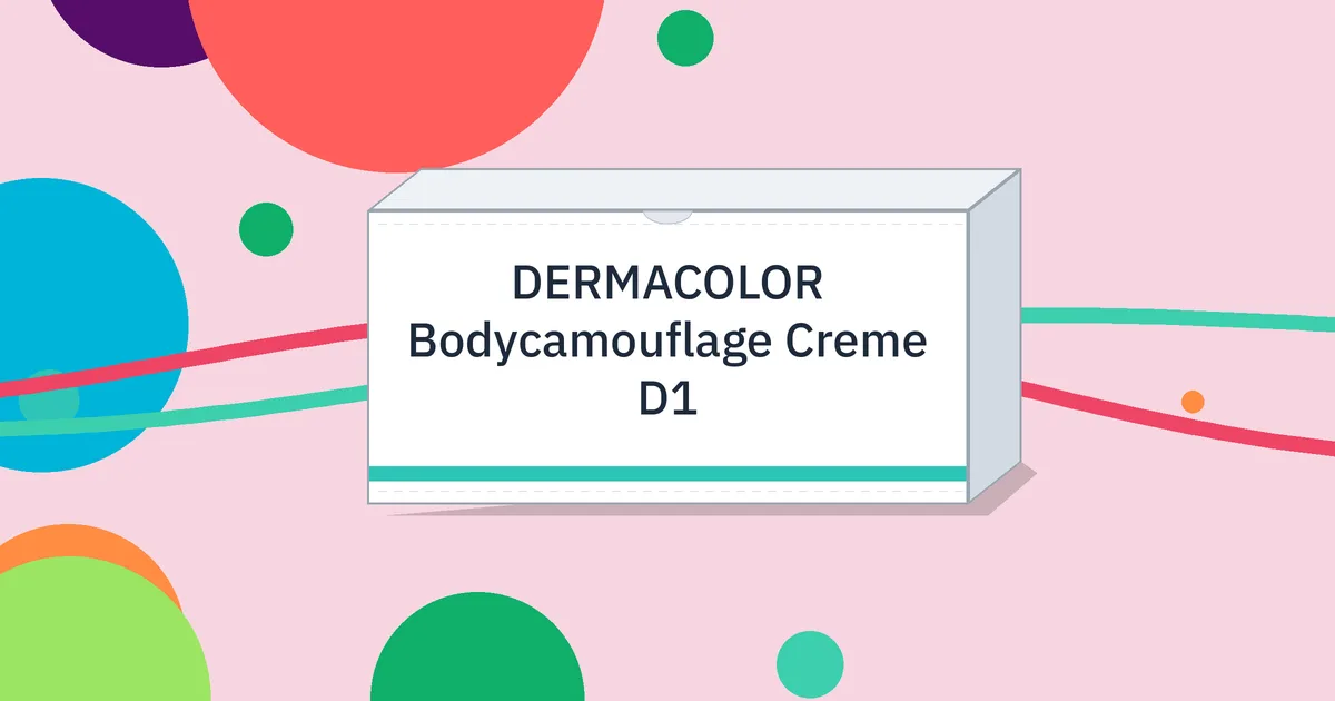 Symbolbild: Packung mit der Aufschrift DERMACOLOR Bodycamouflage Creme D1 (PZN 15818025) – Verfügbarkeit und Bezug in Apotheken in Frankfurt am Main