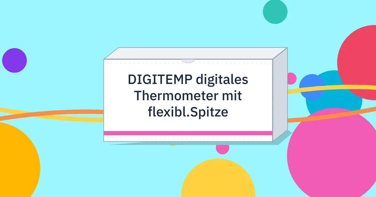 Symbolbild: Packung mit der Aufschrift DIGITEMP digitales Thermometer mit flexibl.Spitze (PZN 19835718) – Verfügbarkeit und Bezug in Apotheken in Frankfurt am Main