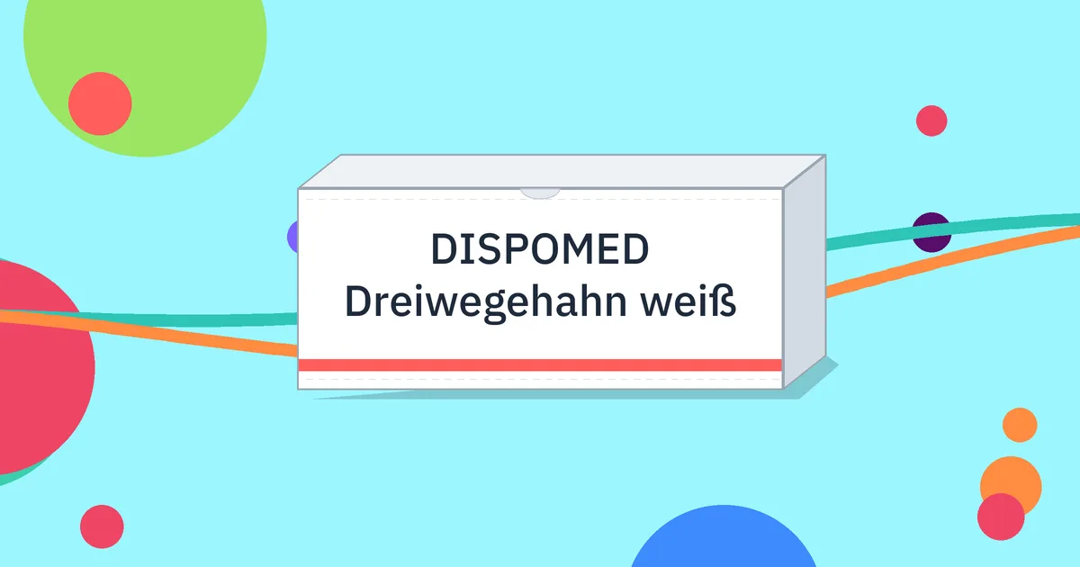 Symbolbild: Packung mit der Aufschrift DISPOMED Dreiwegehahn weiß (PZN 19453098) – Verfügbarkeit und Bezug in Apotheken in Frankfurt am Main