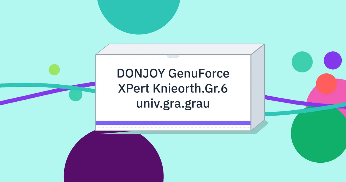 Symbolbild: Packung mit der Aufschrift DONJOY GenuForce XPert Knieorth.Gr.6 univ.gra.grau (PZN 18668885) – Verfügbarkeit und Bezug in Apotheken in Frankfurt am Main
