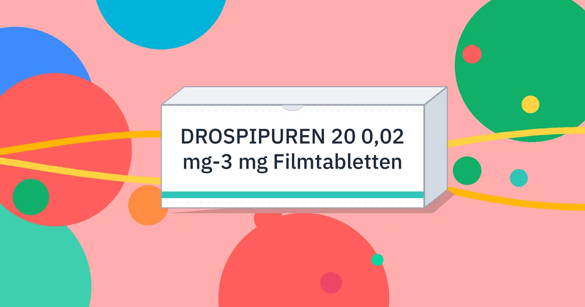 Symbolbild: Packung mit der Aufschrift DROSPIPUREN 20 0,02 mg-3 mg Filmtabletten (PZN 12202571) – Verfügbarkeit und Bezug in Apotheken in Frankfurt am Main