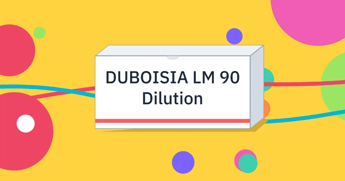 Symbolbild: Packung mit der Aufschrift DUBOISIA LM 90 Dilution (PZN 13467277) – Verfügbarkeit und Bezug in Apotheken in Frankfurt am Main