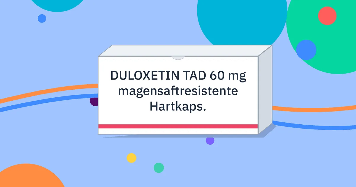 Symbolbild: Packung mit der Aufschrift DULOXETIN TAD 60 mg magensaftresistente Hartkaps. (PZN 17826052) – Verfügbarkeit und Bezug in Apotheken in Frankfurt am Main