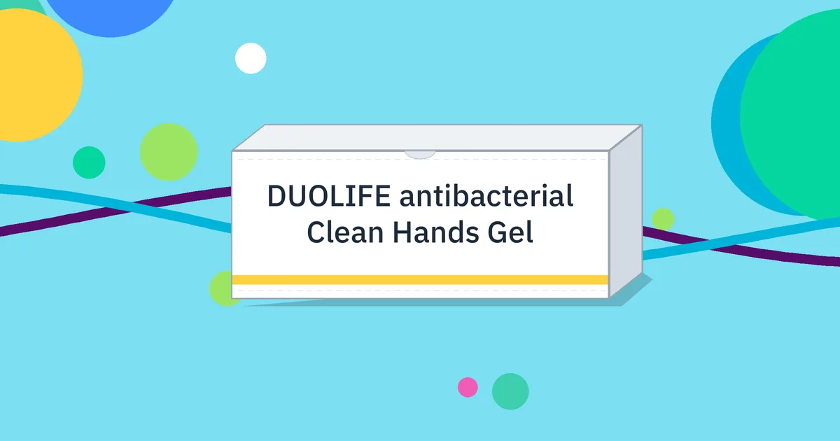 Symbolbild: Packung mit der Aufschrift DUOLIFE antibacterial Clean Hands Gel (PZN 16730203) – Verfügbarkeit und Bezug in Apotheken in Frankfurt am Main