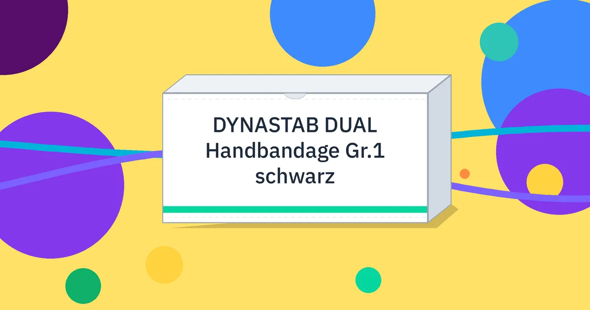 Symbolbild: Packung mit der Aufschrift DYNASTAB DUAL Handbandage Gr.1 schwarz (PZN 06467696) – Verfügbarkeit und Bezug in Apotheken in Frankfurt am Main