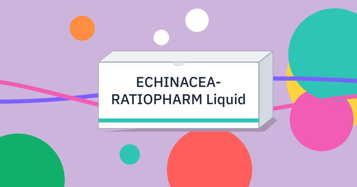 Symbolbild: Packung mit der Aufschrift ECHINACEA-RATIOPHARM Liquid (PZN 07686199) – Verfügbarkeit und Bezug in Apotheken in Frankfurt am Main