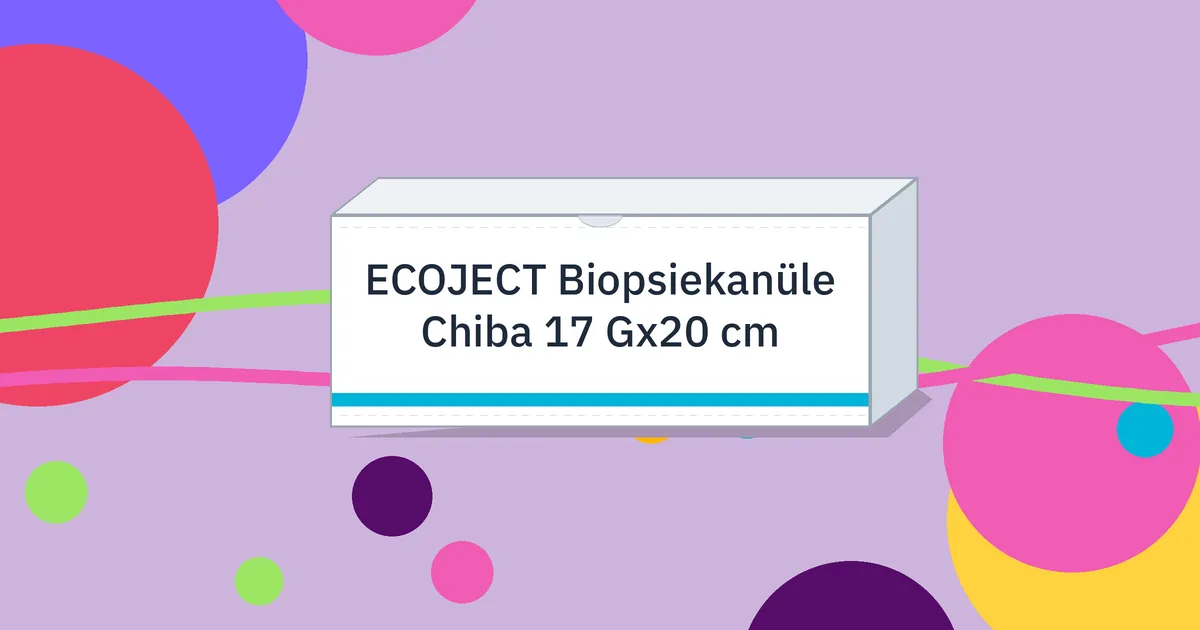 Symbolbild: Packung mit der Aufschrift ECOJECT Biopsiekanüle Chiba 17 Gx20 cm (PZN 06125027) – Verfügbarkeit und Bezug in Apotheken in Frankfurt am Main