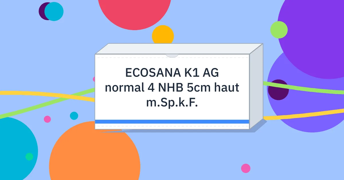Symbolbild: Packung mit der Aufschrift ECOSANA K1 AG normal 4 NHB 5cm haut m.Sp.k.F. (PZN 04728483) – Verfügbarkeit und Bezug in Apotheken in Frankfurt am Main