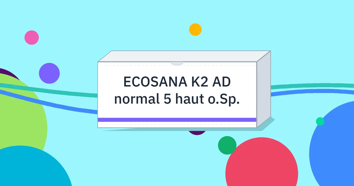 Symbolbild: Packung mit der Aufschrift ECOSANA K2 AD normal 5 haut o.Sp. (PZN 01349472) – Verfügbarkeit und Bezug in Apotheken in Frankfurt am Main