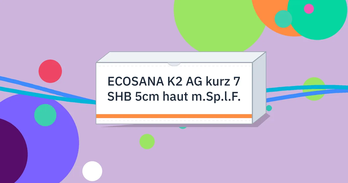 Symbolbild: Packung mit der Aufschrift ECOSANA K2 AG kurz 7 SHB 5cm haut m.Sp.l.F. (PZN 10955303) – Verfügbarkeit und Bezug in Apotheken in Frankfurt am Main