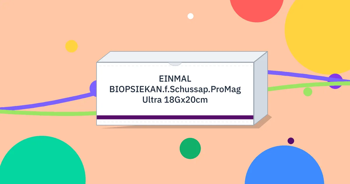 Symbolbild: Packung mit der Aufschrift EINMAL BIOPSIEKAN.f.Schussap.ProMag Ultra 18Gx20cm (PZN 00282978) – Verfügbarkeit und Bezug in Apotheken in Frankfurt am Main