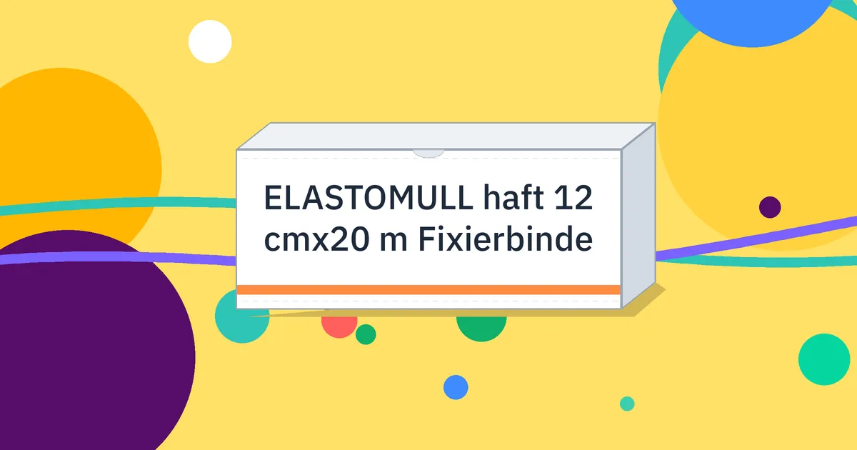 Symbolbild: Packung mit der Aufschrift ELASTOMULL haft 12 cmx20 m Fixierbinde (PZN 12656711) – Verfügbarkeit und Bezug in Apotheken in Frankfurt am Main