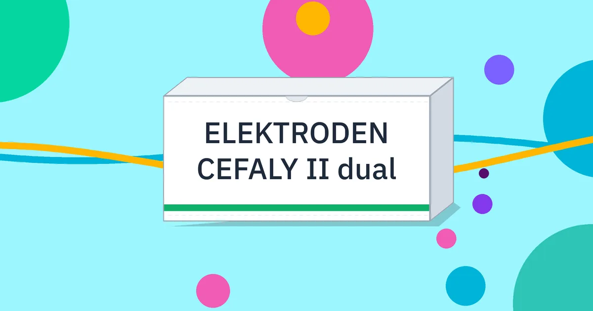 Symbolbild: Packung mit der Aufschrift ELEKTRODEN CEFALY II dual (PZN 15582605) – Verfügbarkeit und Bezug in Apotheken in Frankfurt am Main